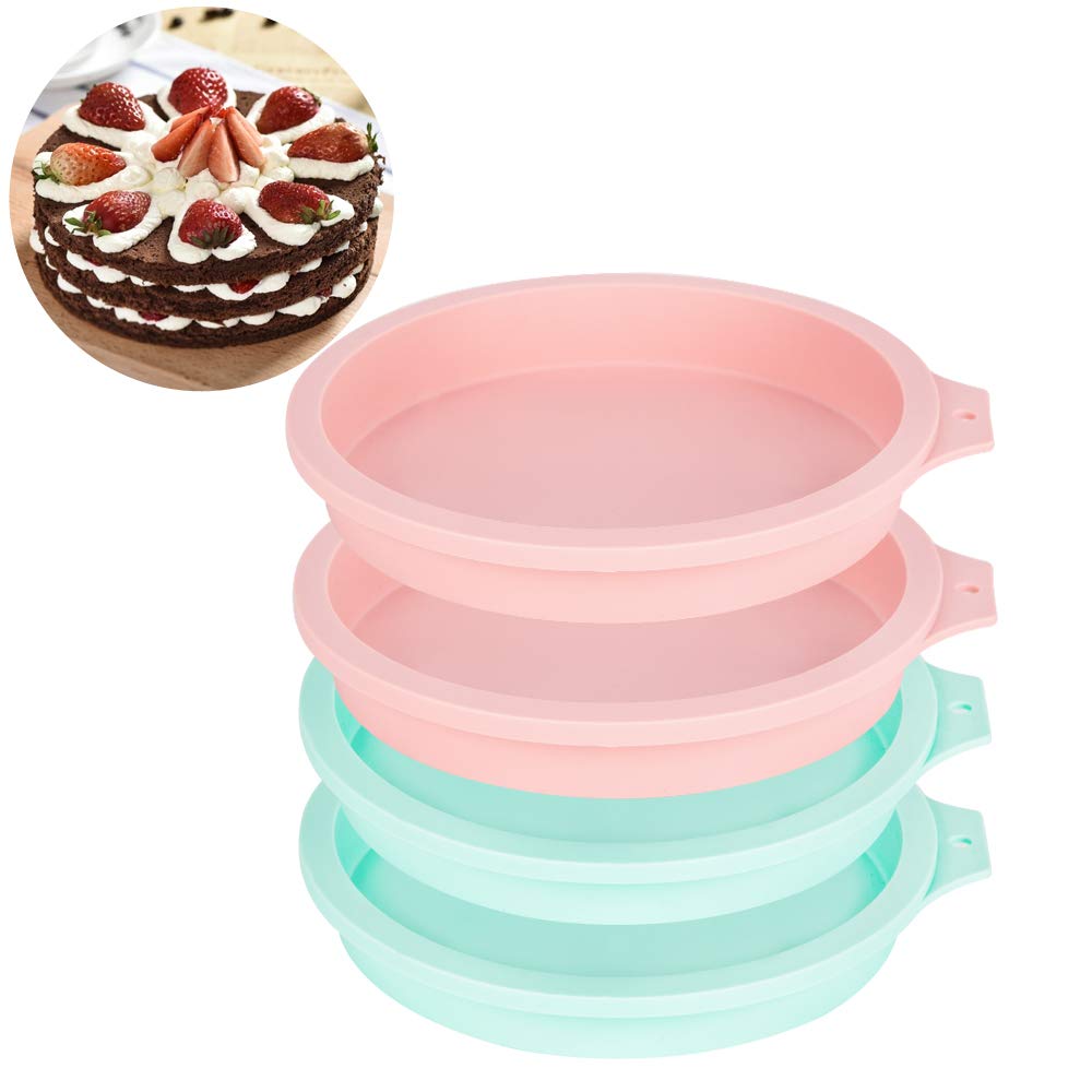 6-Inch Silicone Round Cake Pan Baking Mold, Baking Mold DIY Rainbow Cakes, Non-Stick Silicone, Pack of 4