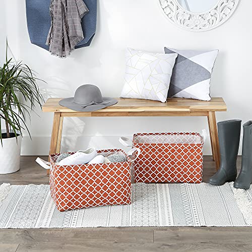 DII Laundry Storage Collection, PE Coated Collapsible Bin with Handles, Cinnamon Lattice, Extra-Large Set, 12.5x17.5x10.5"