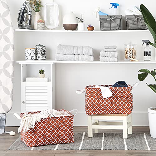 DII Laundry Storage Collection, PE Coated Collapsible Bin with Handles, Cinnamon Lattice, Extra-Large Set, 12.5x17.5x10.5"