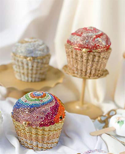 Cupcake Crystal Clutch Evening Clutches Bags Wedding Party Bridal Diamond Minaudiere Handbag Purse (Rainbow,)
