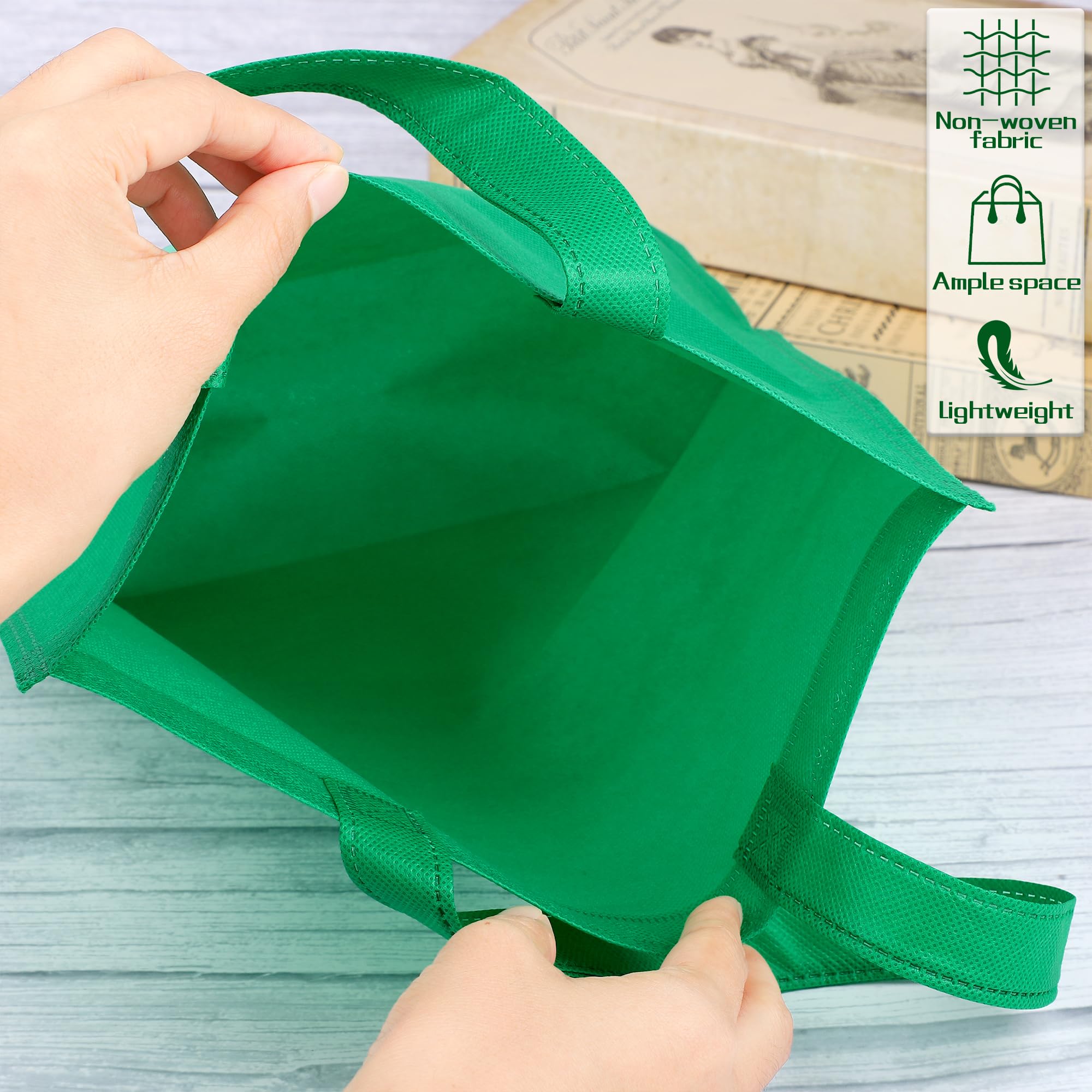 Aneco 24 Pack 11.5 by 11.5 Inches Bottom Birthday Party Bags Non-Woven Treat Bags Easter Egg Hunt Gift Bag Rainbow Colors with Handles, 6 Colors