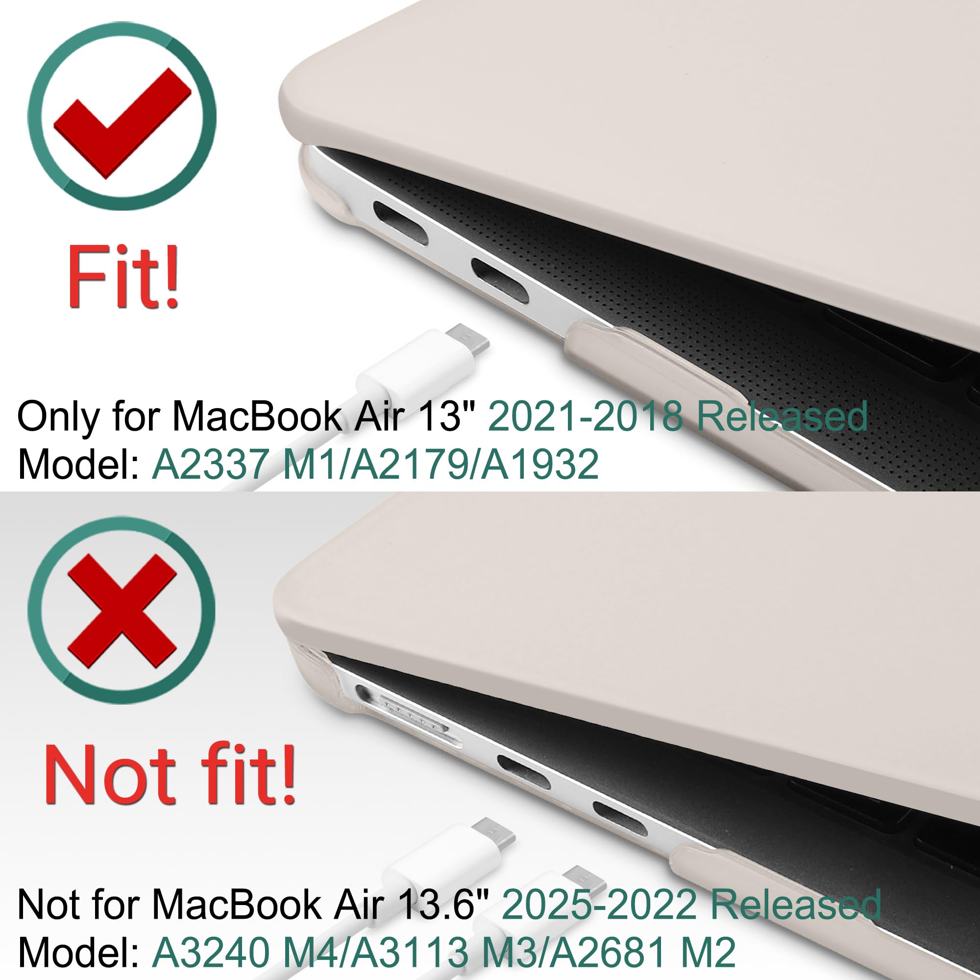 DONGKE Compatible with MacBook Air 13 inch Case 2021 2020 2019 2018 Release Model: M1 A2337 A2179 A1932, Matte Hard Case Cover for MacBook Air 13 inch with Retina Display Fits Touch ID - Stone
