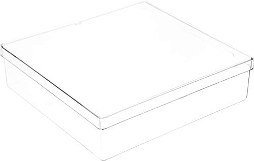 Pioneer Plastics 062C Clear Square Plastic Container, 5.25" W x 5" D x 1.375" H, Pack of 4