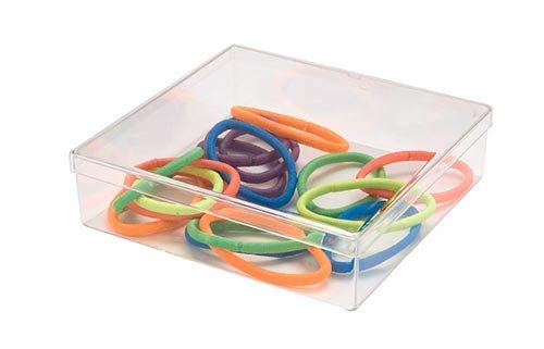 Pioneer Plastics 062C Clear Square Plastic Container, 5.25" W x 5" D x 1.375" H, Pack of 4