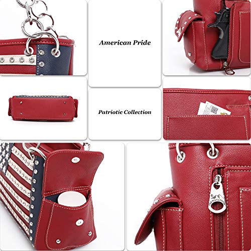 Montana West American Pride Flag Satchel Handbags Patriotic Tote Bags Handgun Concealed Carry Purses for Women US04G-8085RD