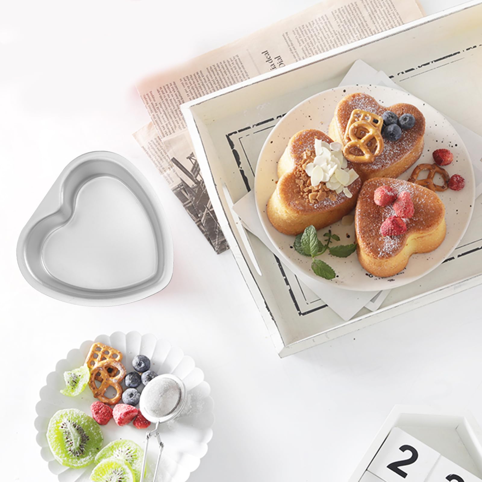 CALLARON 5pcs Aluminum Foil Cake Pan Aluminum Foil Pans Heart Shape Cake Pan for Storing, Baking, Meal Prep & Reheating | Freezer & Oven Safe, Recyclable