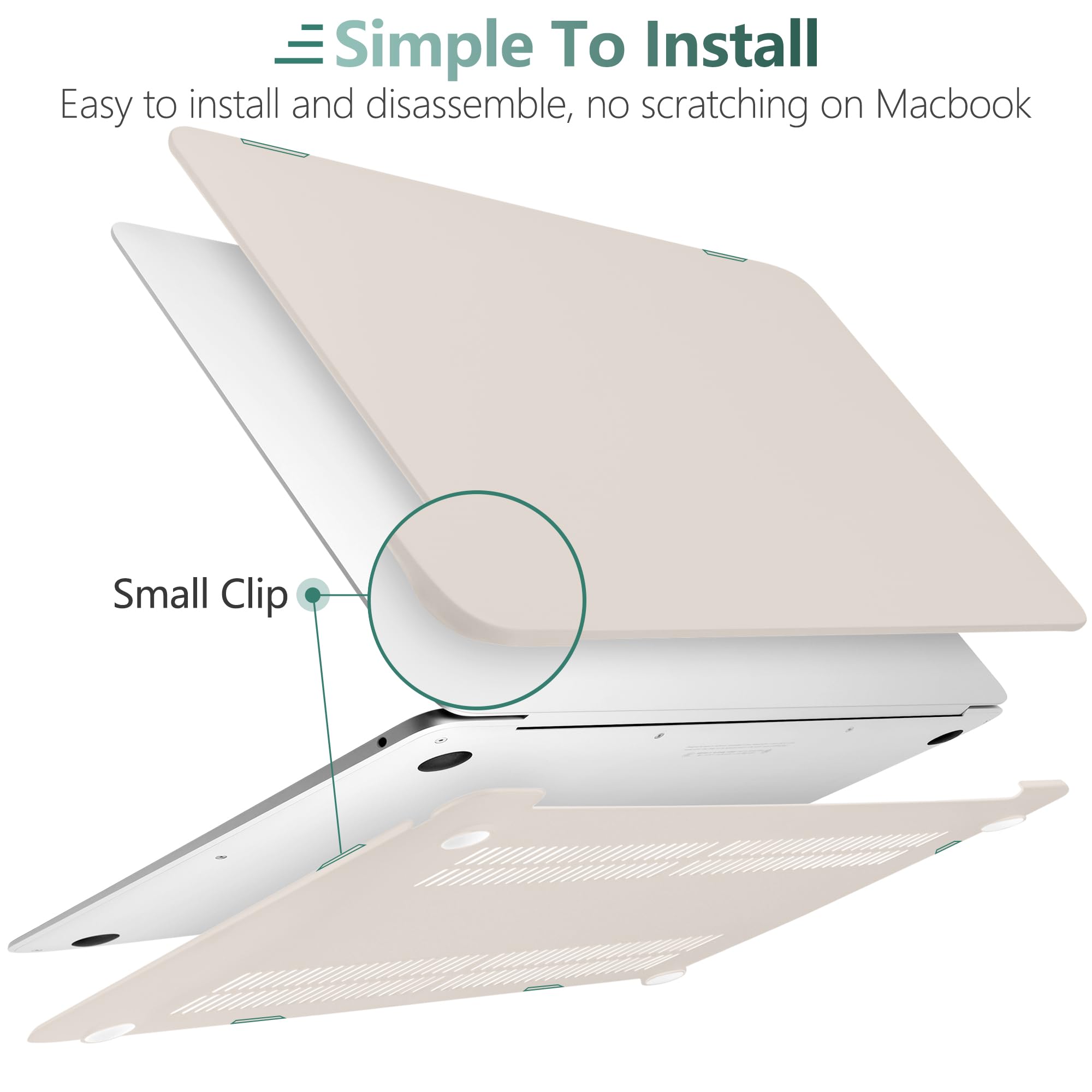 DONGKE Compatible with MacBook Air 13 inch Case 2021 2020 2019 2018 Release Model: M1 A2337 A2179 A1932, Matte Hard Case Cover for MacBook Air 13 inch with Retina Display Fits Touch ID - Stone