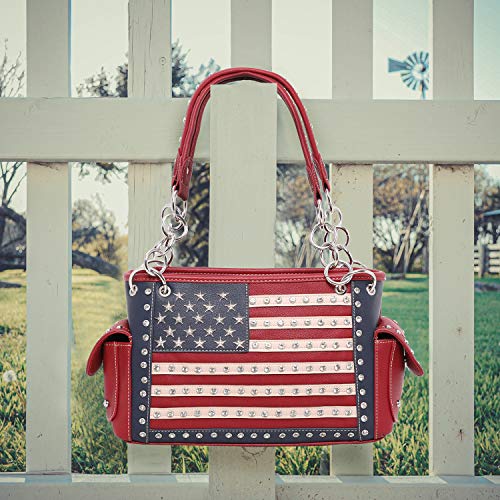 Montana West American Pride Flag Satchel Handbags Patriotic Tote Bags Handgun Concealed Carry Purses for Women US04G-8085RD