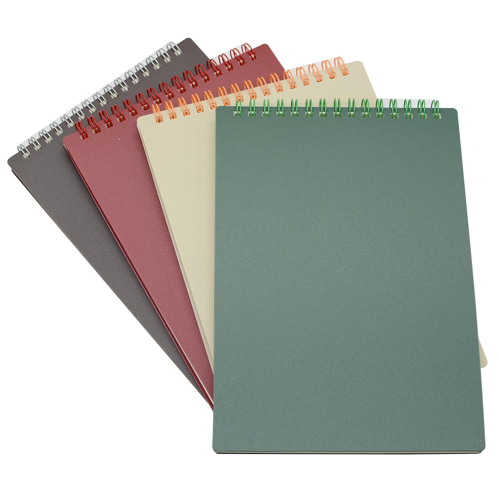 Yansanido Top Bound Spiral Notebook, 4 Pcs 4 Color A5 Size Thick Plastic Hardcover 7mm College Ruled Paper 80 Sheets (160 Pages) Journal for School and Office Supplies (4 Pcs A5)