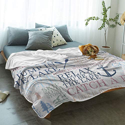 Flannel Fleece Blanket,Nautical Anchor Lake Life Sailboat Cozy Plush Microfiber Throw Blankets-Lightweight Reversible Soft Warm Blanket,All Season Bed Blankets for Couch Sofa Throw-50x60 Inch