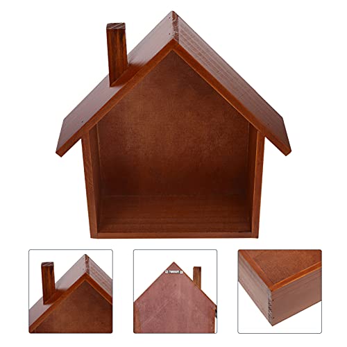 VOSAREA Wooden Wall Shelf Wall Mounted Floating Shelves House Shape Wall Storage Rack Wall Organizer for Office Kitchen Living Room Bathroom