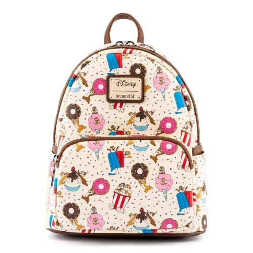 Loungefly Disney Chip and Dale Snackies All Over Print Womens Double Strap Shoulder Bag Purse