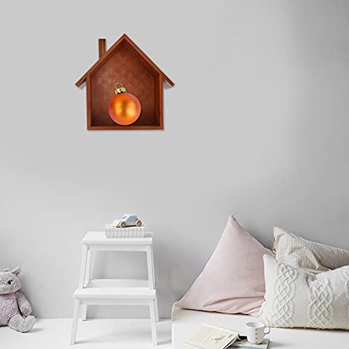 VOSAREA Wooden Wall Shelf Wall Mounted Floating Shelves House Shape Wall Storage Rack Wall Organizer for Office Kitchen Living Room Bathroom