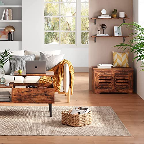 DINZI LVJ Long Wall Shelves, 31.5 Inch Wall Mounted Shelves Set of 2, Easy-to-Install, Wall Storage Ledges with Sturdy Metal Brackets for Living Room, Bathroom, Bedroom, Kitchen, Rustic Brown