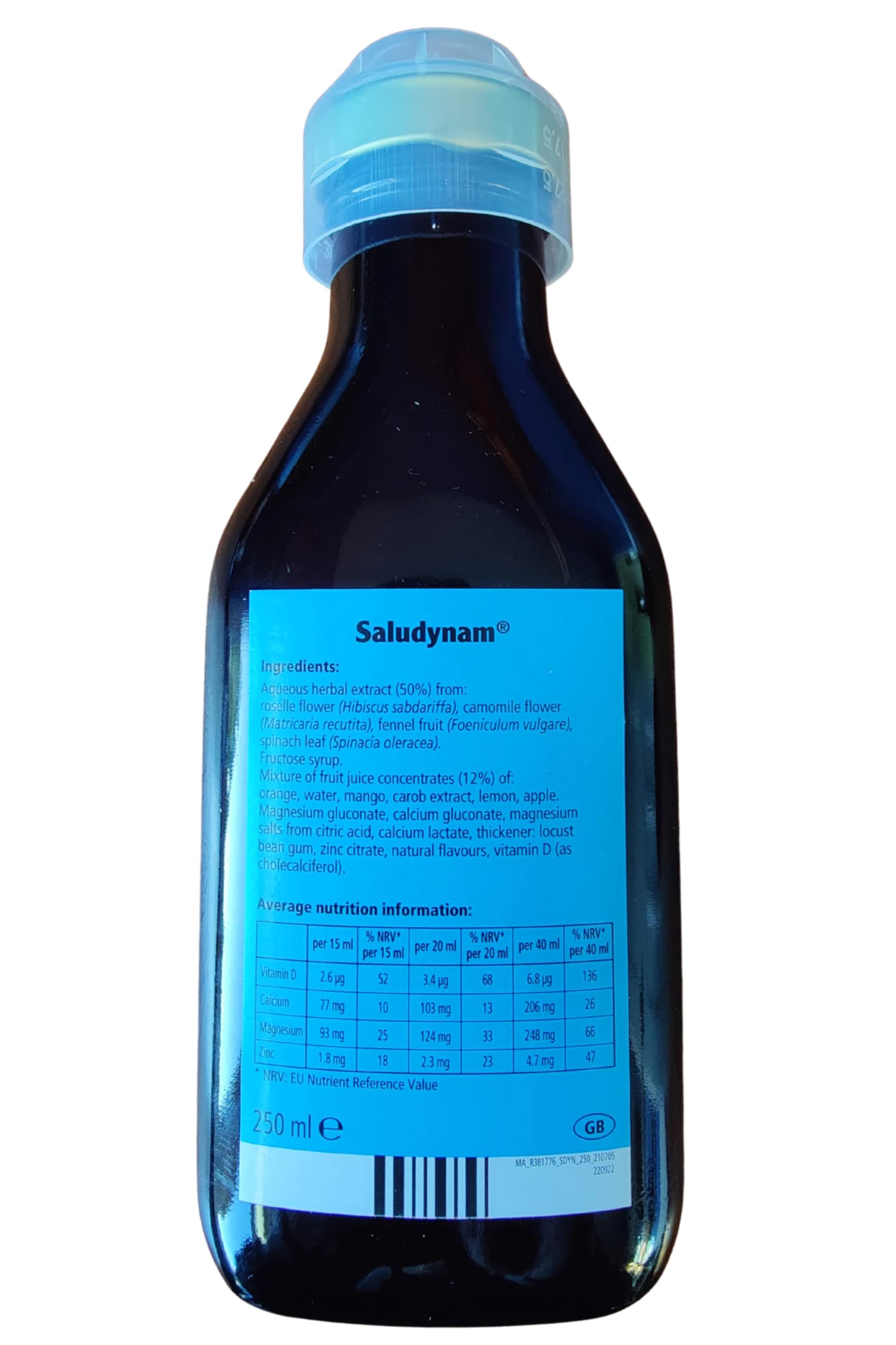 Floradix Saludynam Liquid Calcium/ Magnesium/ Zinc and Vitamin D Formula 250ml by Floradix