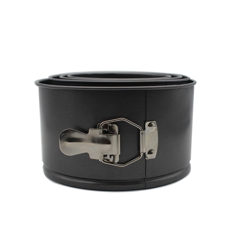 beiyoule 4 Pcs Springform Pan (4inch, 5inch, 6inch, 7inch), Cake Tin for Baking, Detachable Bottom Carbon Steel Cheesecake Mold (Black)