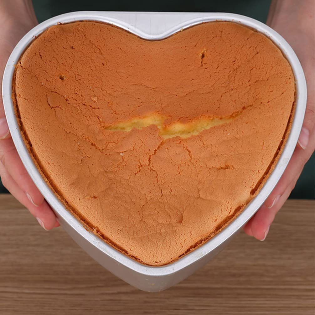 CALLARON Mini Cake Pans 2pcs Heart Shaped Cake Pans with a Removable Bottom 4inch Valentines Aluminium Heart Shaped Cake Pan Heart Pan Molds DIY Tin Muffin Chocolate Molds Baking Pan