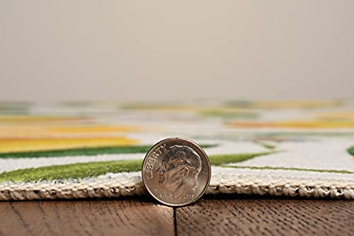 Linon The Anywhere Washable Rug Wesley Ivory/Yellow 3' X 5' Accent Rug