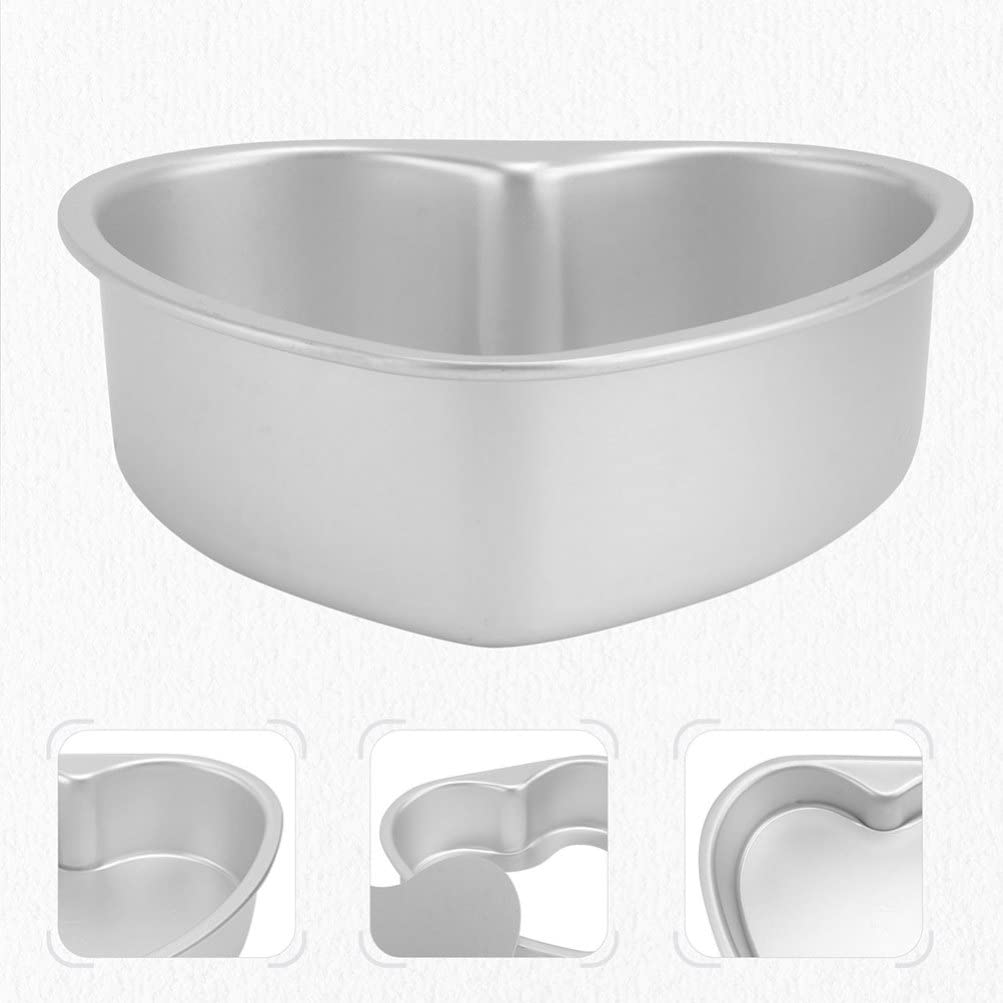 CALLARON Mini Cake Pans 2pcs Heart Shaped Cake Pans with a Removable Bottom 4inch Valentines Aluminium Heart Shaped Cake Pan Heart Pan Molds DIY Tin Muffin Chocolate Molds Baking Pan