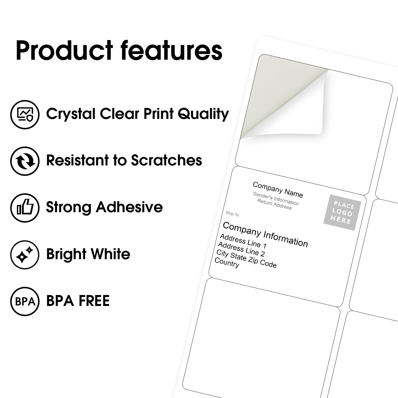 MaxGear 3-1/3x4 Shipping Address Labels,for Inkjet or Laser Printer, 6 Up Sticker Labels Paper, Matte White Paper Sheets, Strong Adhesive, Dries Quickly, Holds Ink Well, 180 Lables