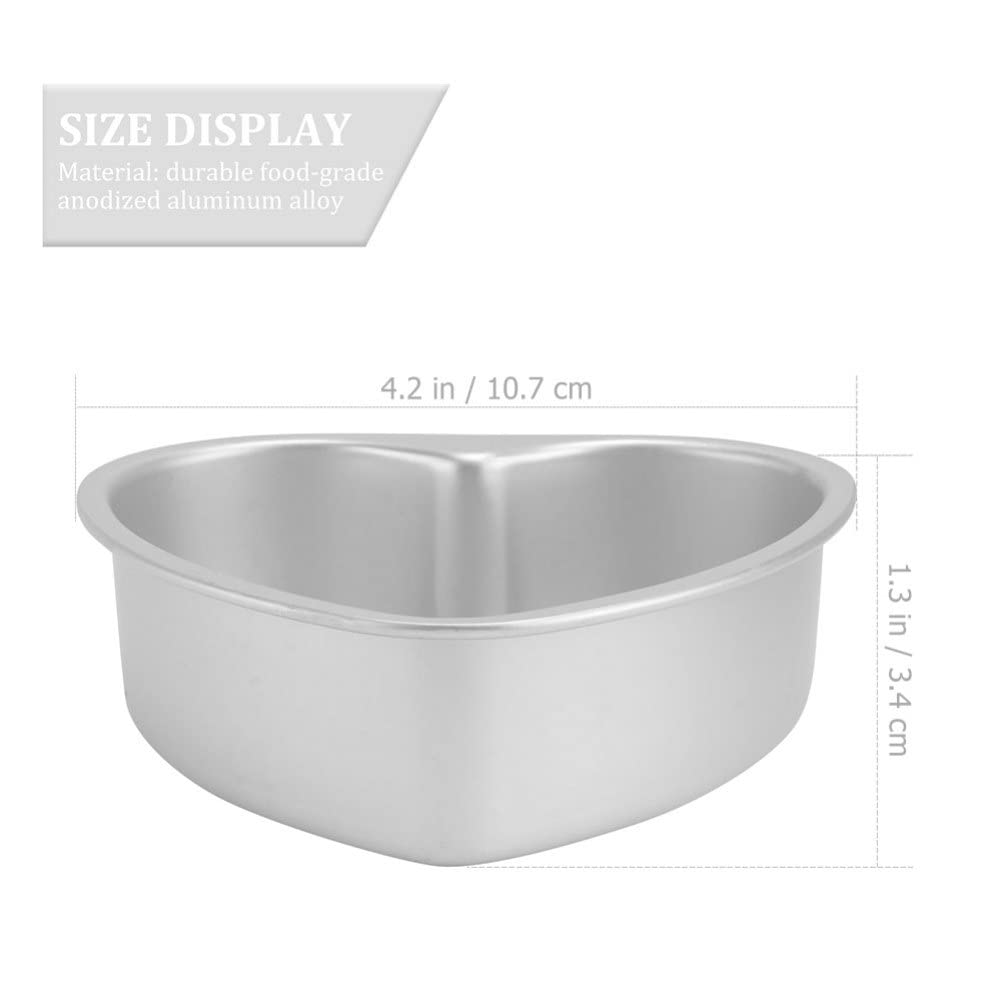 CALLARON Mini Cake Pans 2pcs Heart Shaped Cake Pans with a Removable Bottom 4inch Valentines Aluminium Heart Shaped Cake Pan Heart Pan Molds DIY Tin Muffin Chocolate Molds Baking Pan