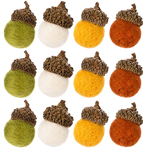 CINPIUK 12 Set Felt Acorn for Crafts, Wool Felt Acorn Plush for Autum Tiered Tray Decoation Party Favors Farmhouse Decor DIY Craft Jewelry Acessory