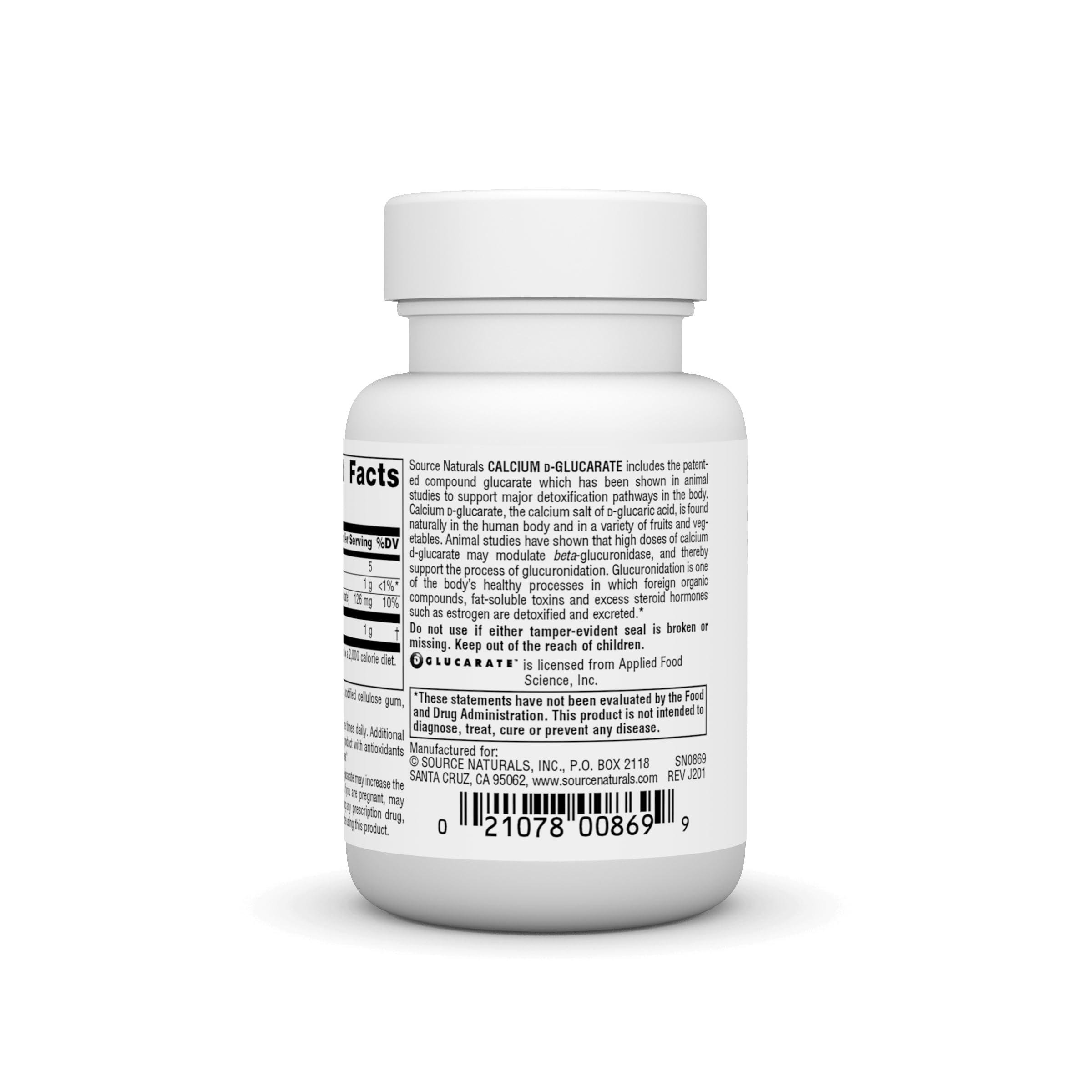 Source Naturals Calcium D-Glucarate 500mg Cellular Detoxifier - 30 Tablets