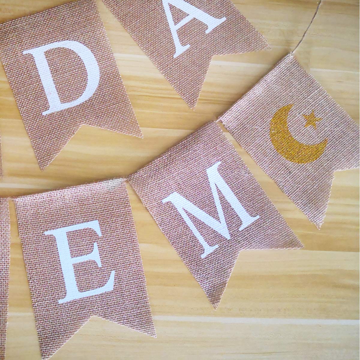 2 Pack Ramadan Kareem Banner Burlap - Ramadan Kareem Decorations - Rustic Ramadan Kareem Bunting Banner for Mantle Fireplace - Ramadan Party Decor Supplies
