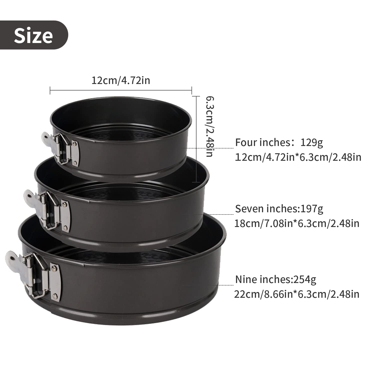 Springform Cake Pan Set,Nonstick Leakproof 3 pcs Cake Pan Bakeware For Cheesecake, Tier Wedding Cakes, And More - Removable Bottom, Leakproof Bakeware Sets(4"/7"/9")