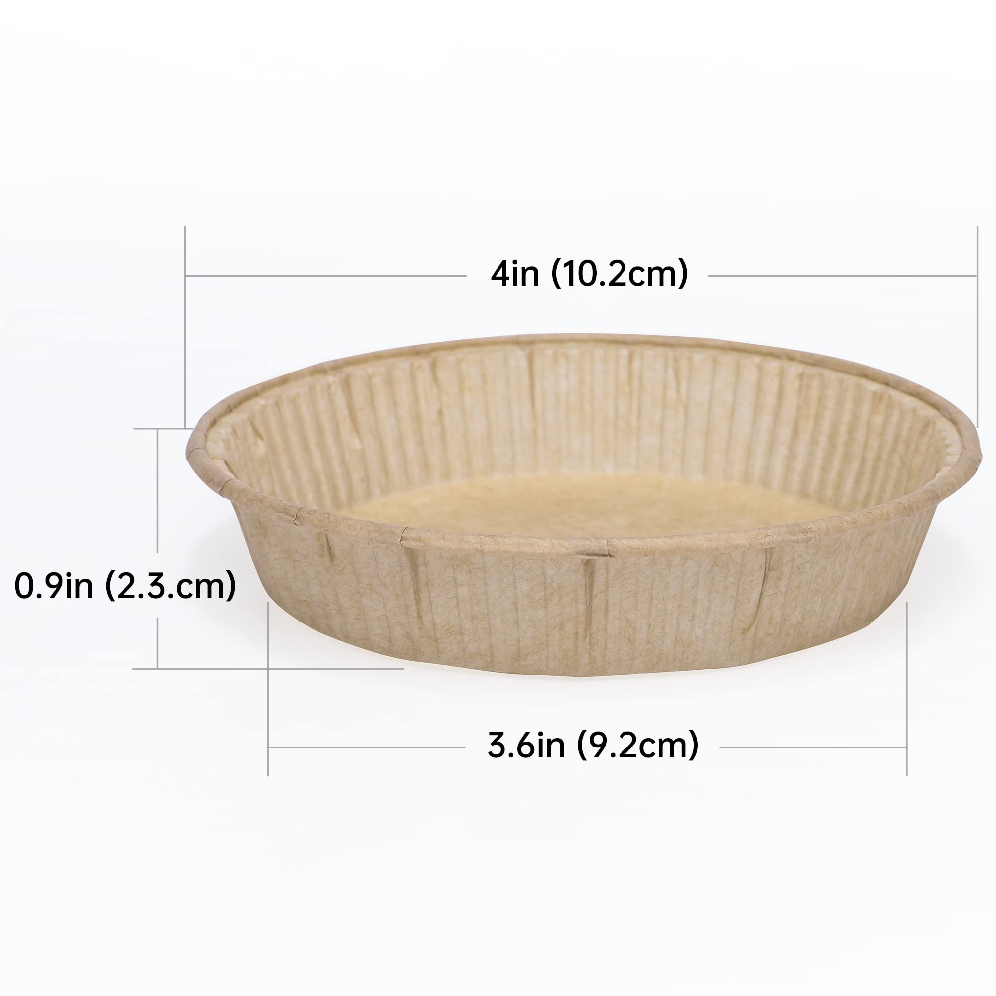 Bake Choice 50pcs Paper Mini Tart Pans for Baking, mini pie tins 4Inch Mini Pie Pans, Non-stick, Unbleached, Disposable Quiche Baking Dish,Oven safe, Microwave safe