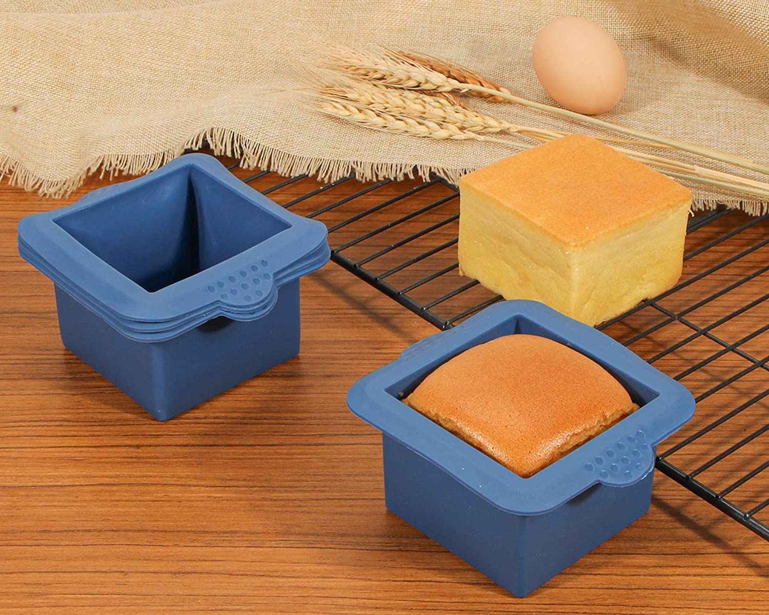 Webake Silicone Square Mold 3x3 Inch Mini Cake Pan for Individual Portion Baking Molds for Pastry, Ice Cube, Jelly, Soap, Candle, Pack of 4
