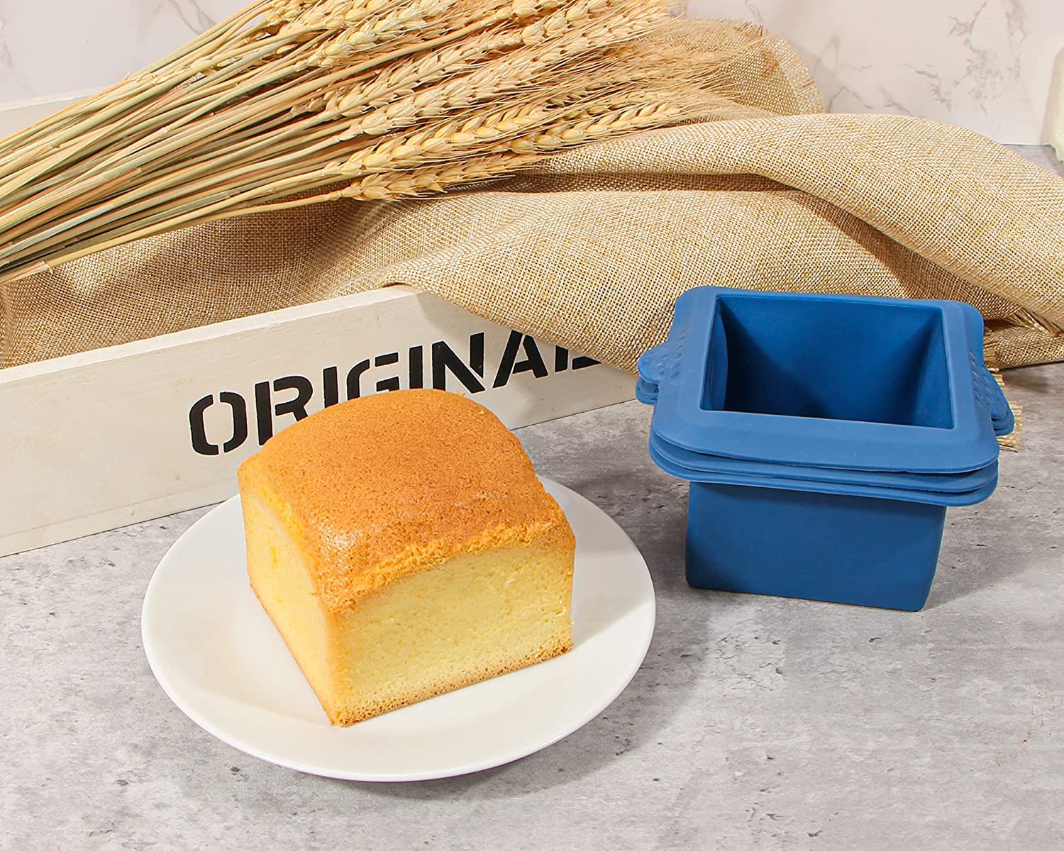Webake Silicone Square Mold 3x3 Inch Mini Cake Pan for Individual Portion Baking Molds for Pastry, Ice Cube, Jelly, Soap, Candle, Pack of 4