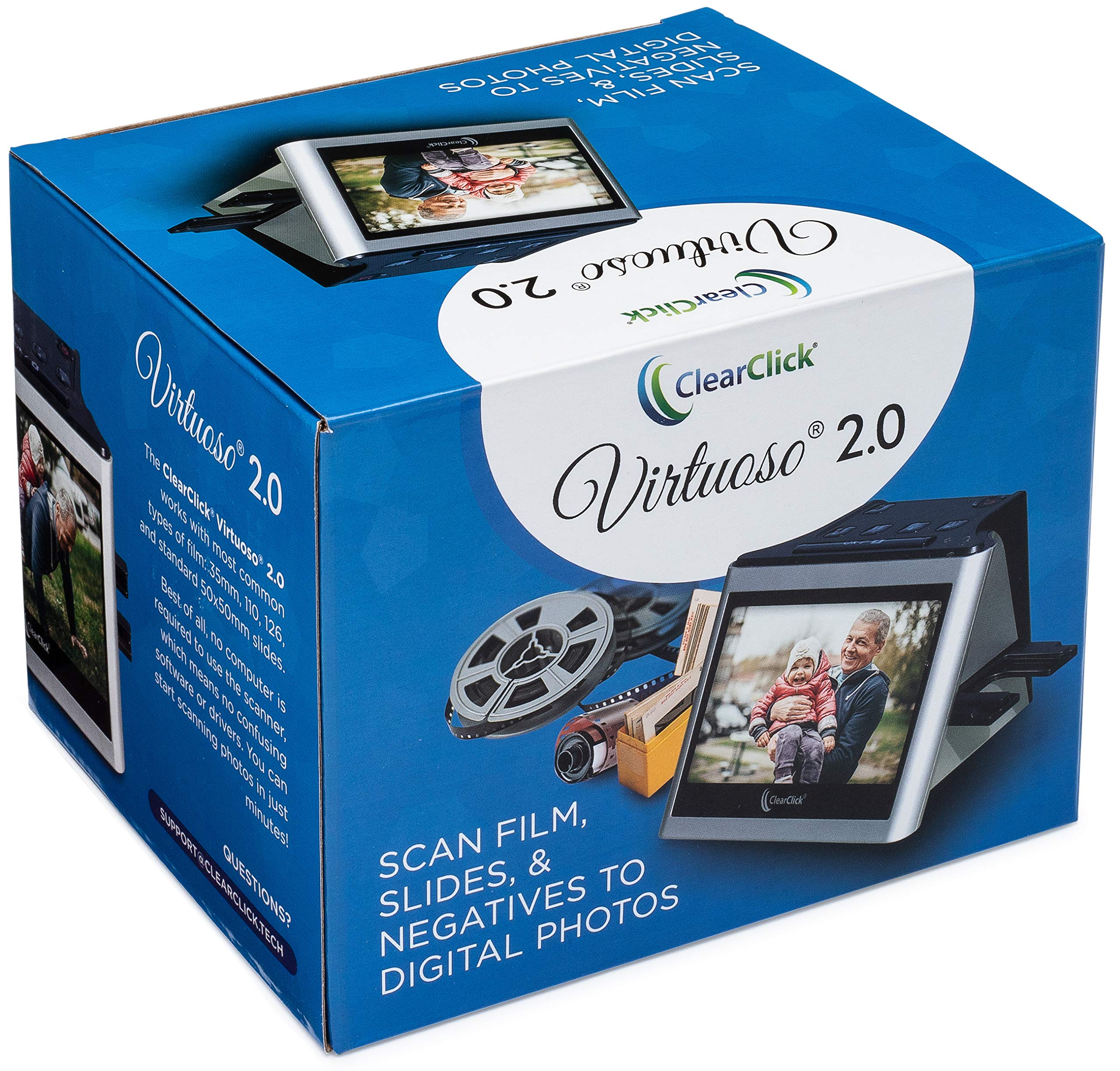 ClearClick Virtuoso 2.0 (Second Generation) 22MP Film & Slide Scanner with Extra Large 5" LCD Screen - Convert 35mm, 110, 126 Slides and Negatives to Digital Photos