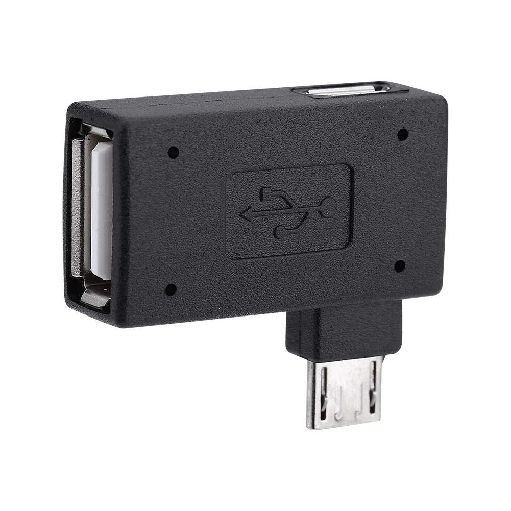 Liukouu 2Pcs USB 2.0 Female to Male Micro OTG Adapter Power Supply Port 90 Degree Left 90 Right Angled