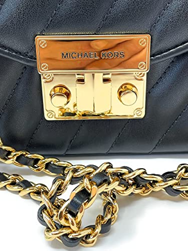 Michael Kors Small Rose Quilted Leather Shoulder Flap Bag Black