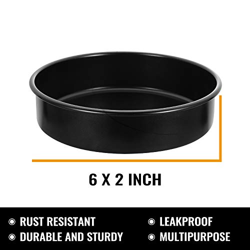 HIWARE 6 Inch Cake Pans Set of 4, Nonstick Round Cake Pans with 120 Pieces Parchment Paper, Dishwasher Safe
