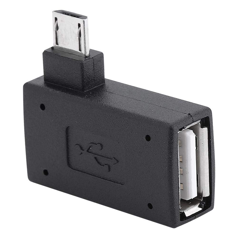 Liukouu 2Pcs USB 2.0 Female to Male Micro OTG Adapter Power Supply Port 90 Degree Left 90 Right Angled