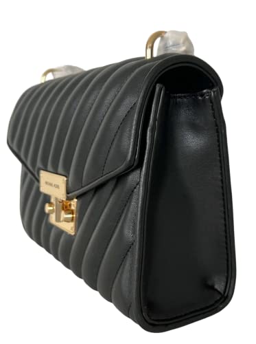 Michael Kors Small Rose Quilted Leather Shoulder Flap Bag Black