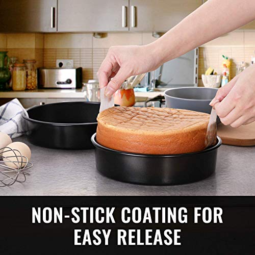 HIWARE 6 Inch Cake Pans Set of 4, Nonstick Round Cake Pans with 120 Pieces Parchment Paper, Dishwasher Safe