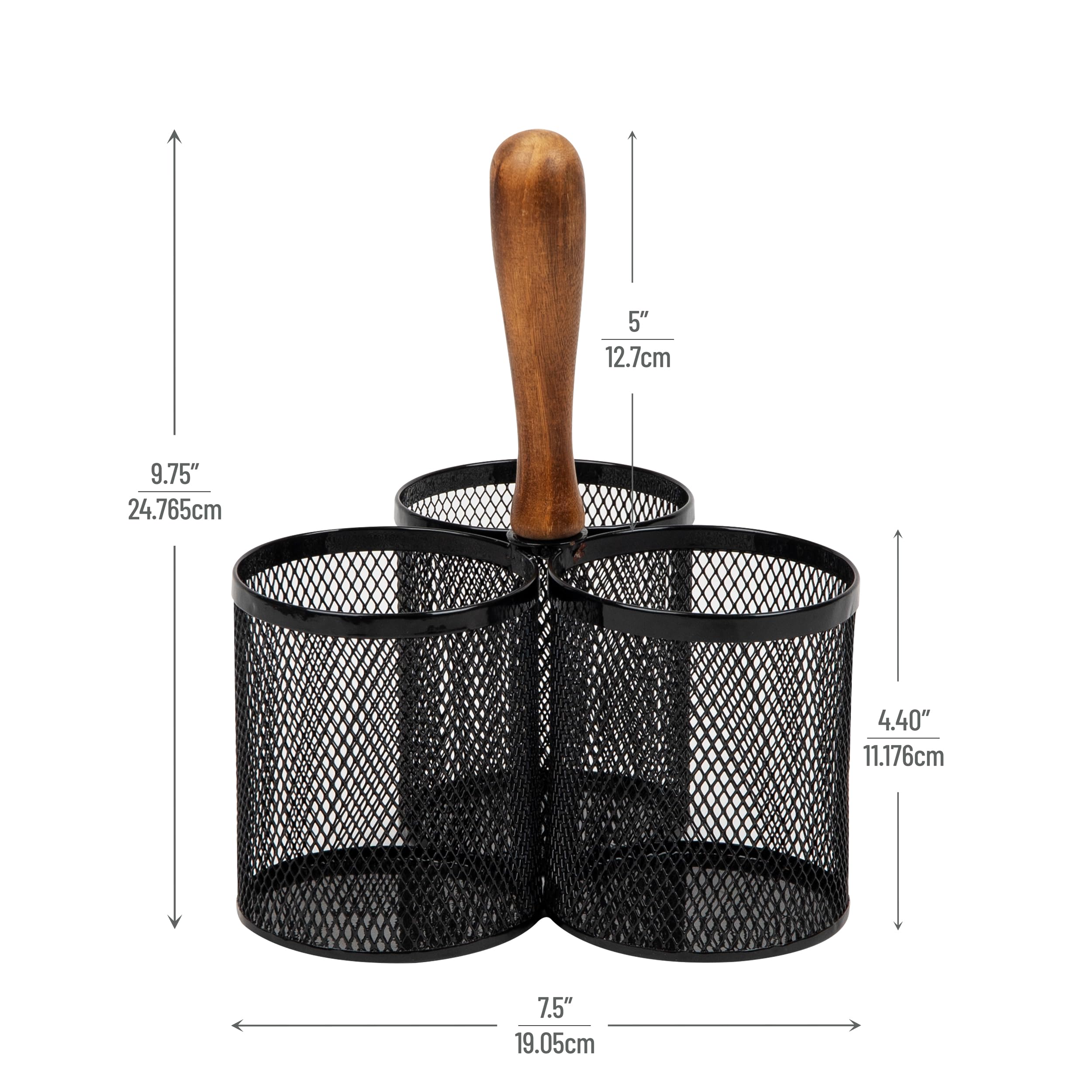 Mind Reader Metal Utensil Caddy, Silverware Organizer, Cutlery Holder, 3-Section, Black
