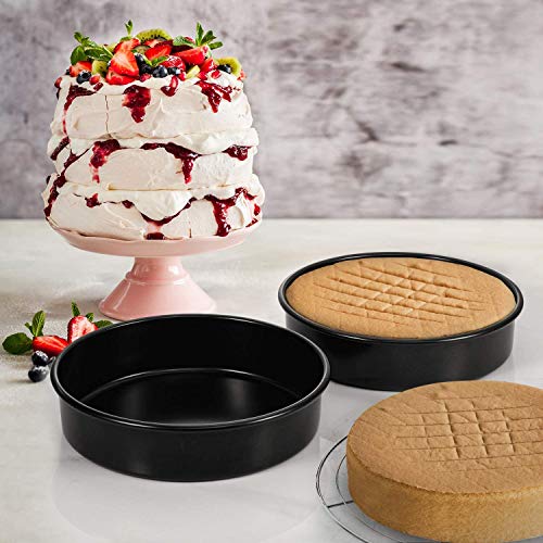 HIWARE 6 Inch Cake Pans Set of 4, Nonstick Round Cake Pans with 120 Pieces Parchment Paper, Dishwasher Safe