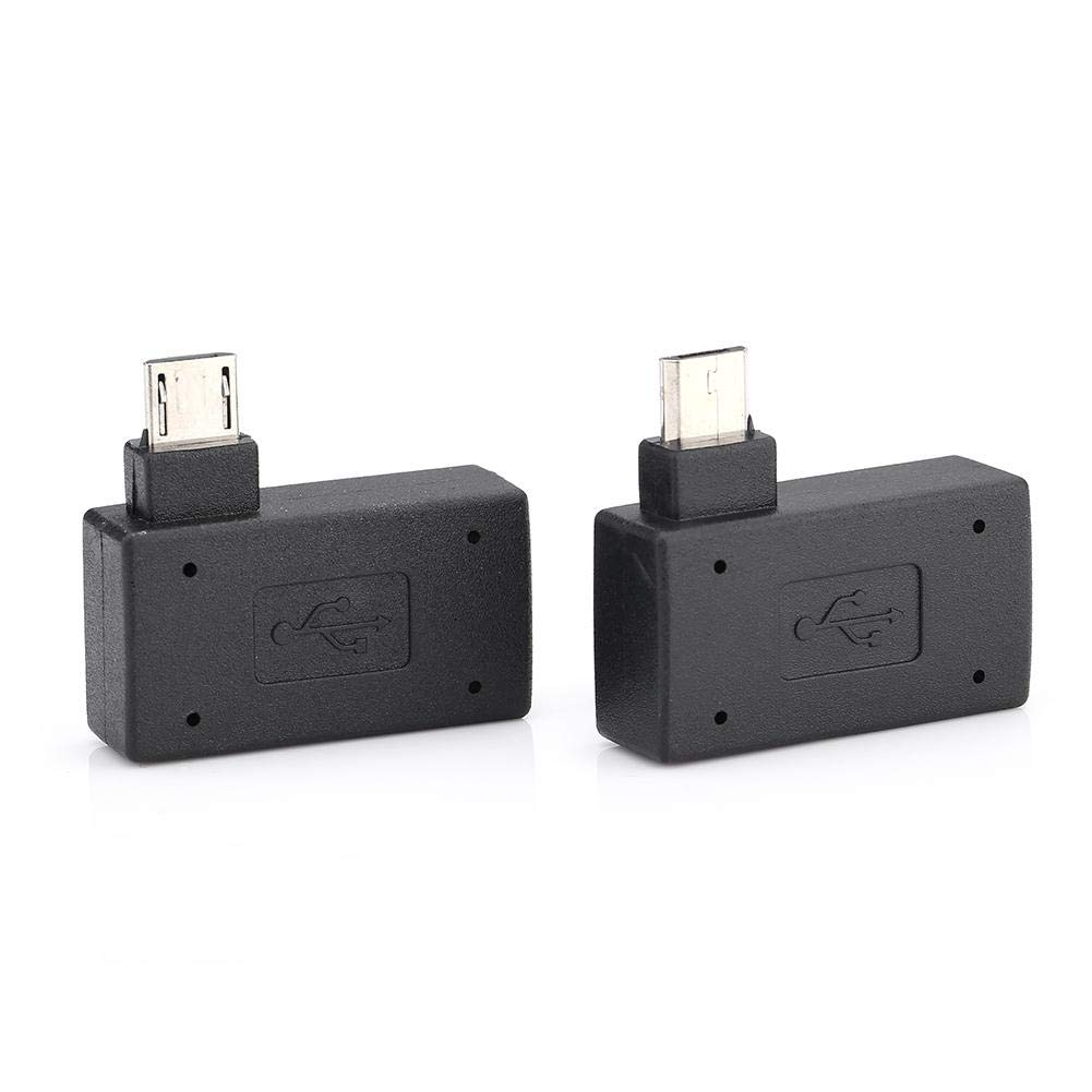 Liukouu 2Pcs USB 2.0 Female to Male Micro OTG Adapter Power Supply Port 90 Degree Left 90 Right Angled