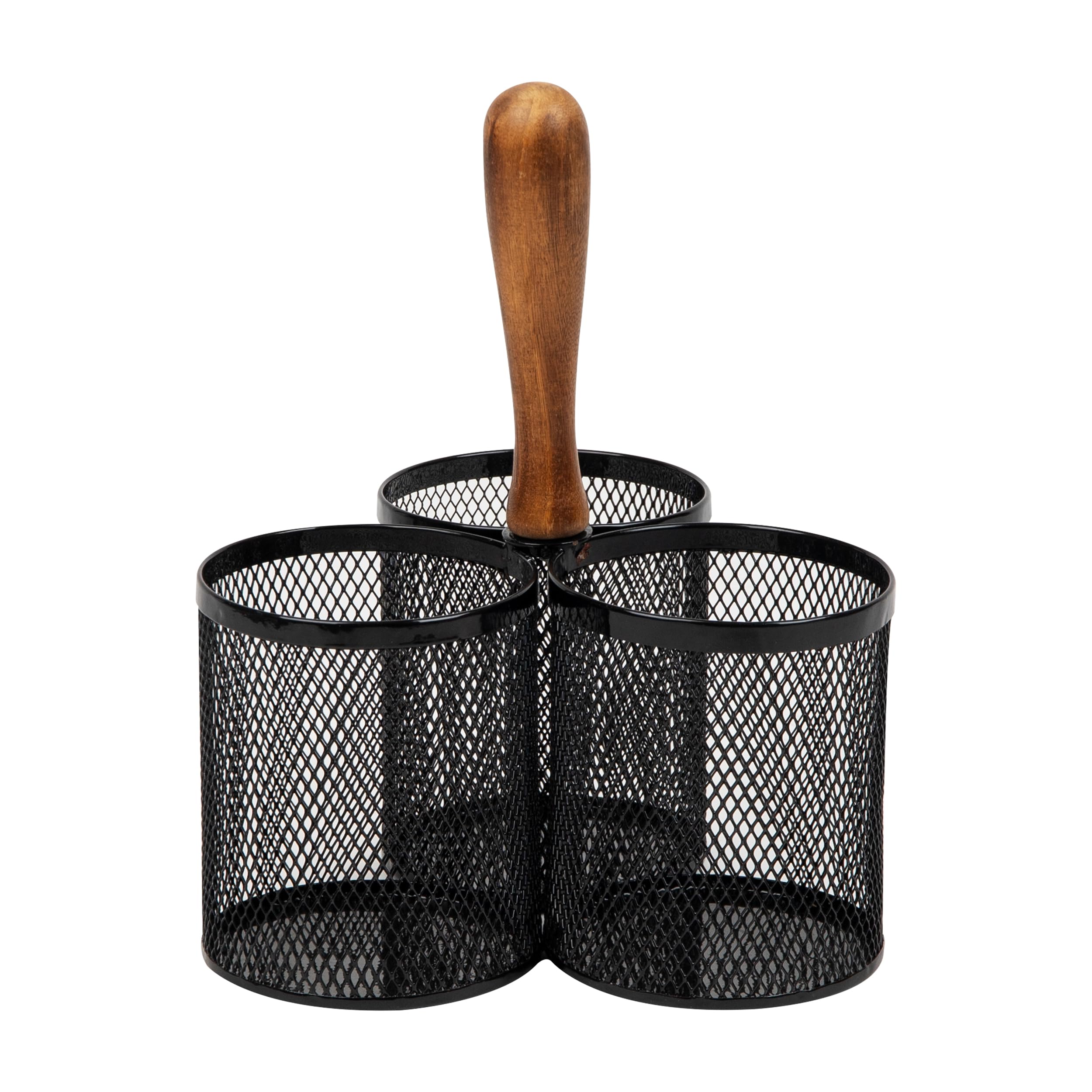 Mind Reader Metal Utensil Caddy, Silverware Organizer, Cutlery Holder, 3-Section, Black