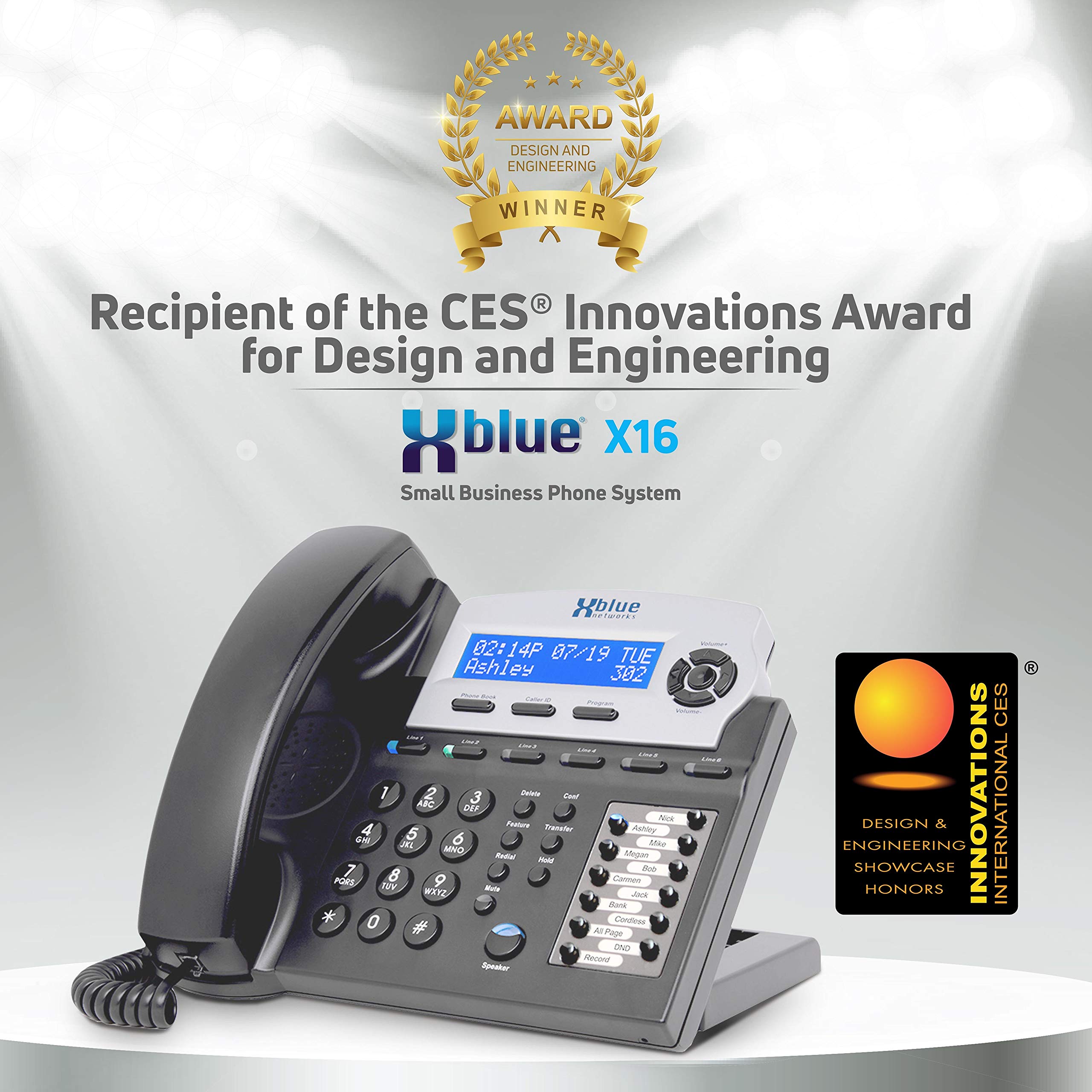 XBLUE X16 Small Business Phone System Bundle with (4) Phones - (6) Outside Line & (16) Phone Capacity - Includes Auto Attendant, Voicemail, Caller ID, Paging & Intercom