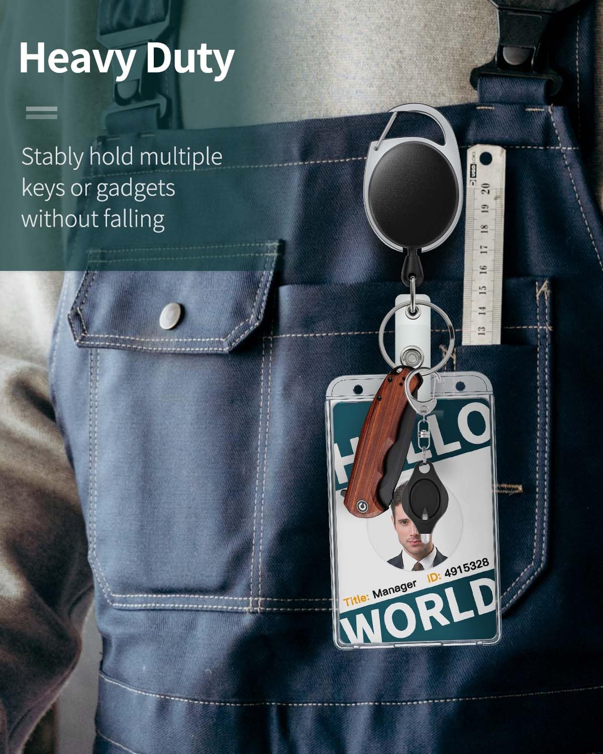 Pawfly Vertical 2-Card Badge Holder with Thumb Slots Hard Transparent PC Case Protector with Retractable Badge Reel Carabiner Clip for IDs Credit Cards Driver’s Licenses and Passes, 2 Pack