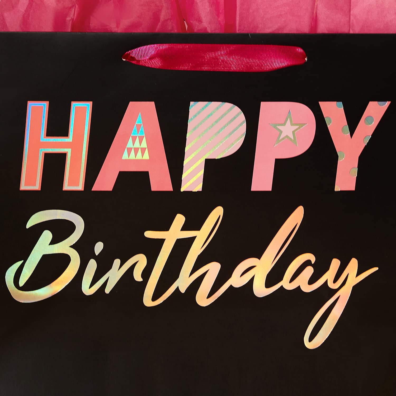 13" Black Gift Bag with Tissue Paper for Girls Birthday Party Bag