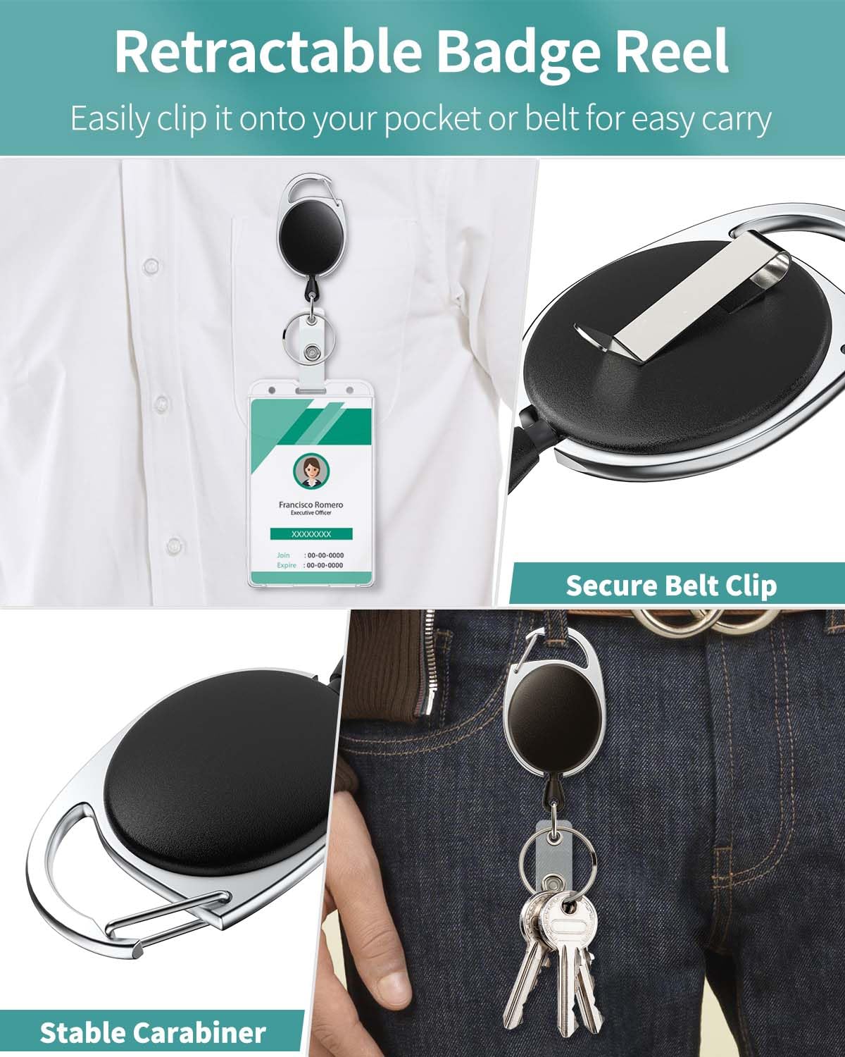 Pawfly Vertical 2-Card Badge Holder with Thumb Slots Hard Transparent PC Case Protector with Retractable Badge Reel Carabiner Clip for IDs Credit Cards Driver’s Licenses and Passes, 2 Pack