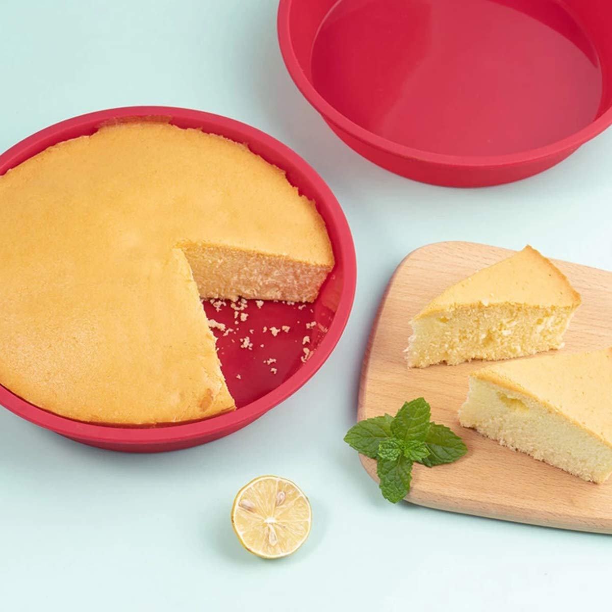 Round Cake Pans Silicone Molds for Baking, Red, Set of 3, Bakeware Pan for Layer Cakes, Cheese Cakes, Bread, Chiffon and Rainbow CakeNonstick&Quick Release Baking Pans(4 Inch, 6 Inch, 8 Inch)