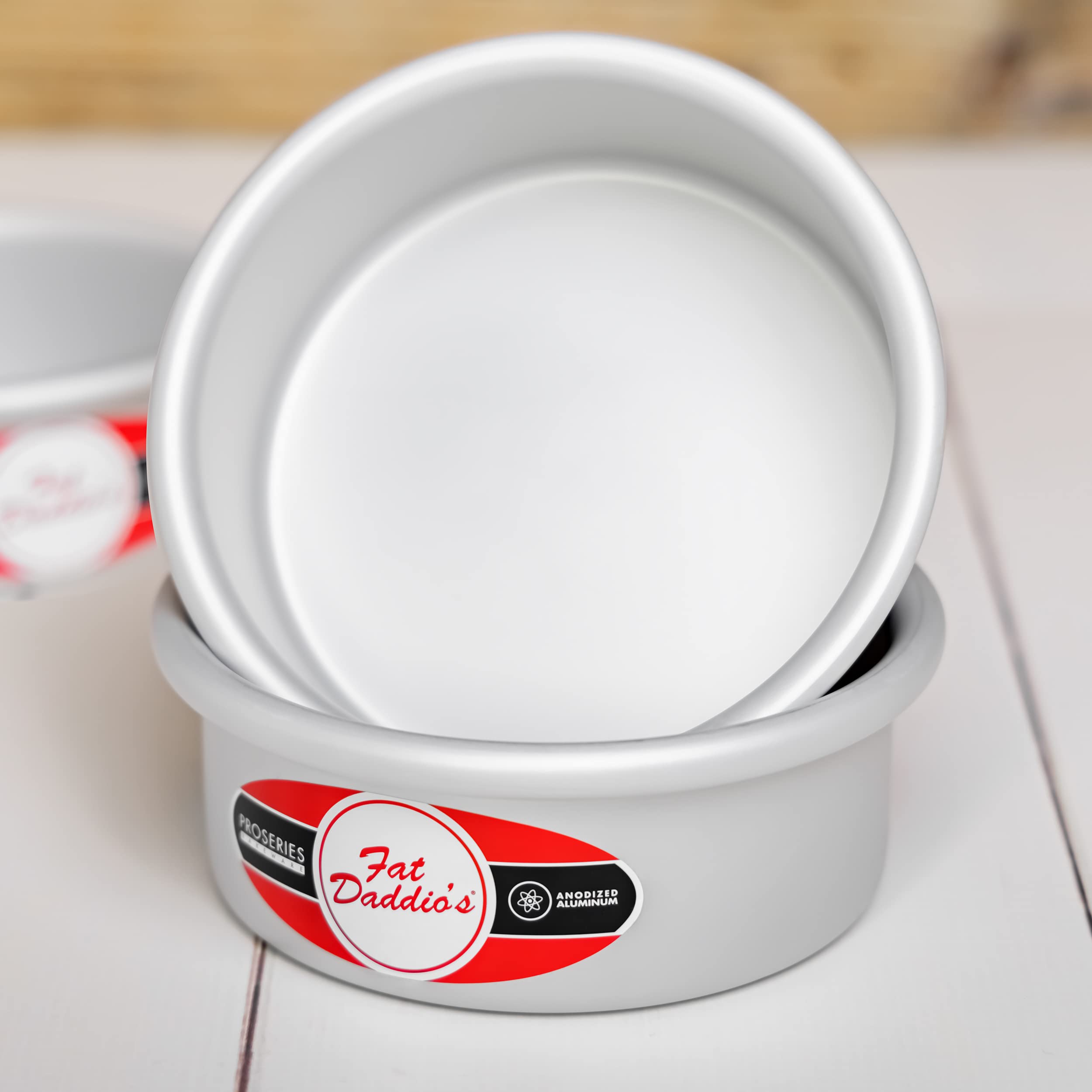 Fat Daddio's Anodized Aluminum Round Cake Pans, 6 Piece Set, 3 x 2 Inch