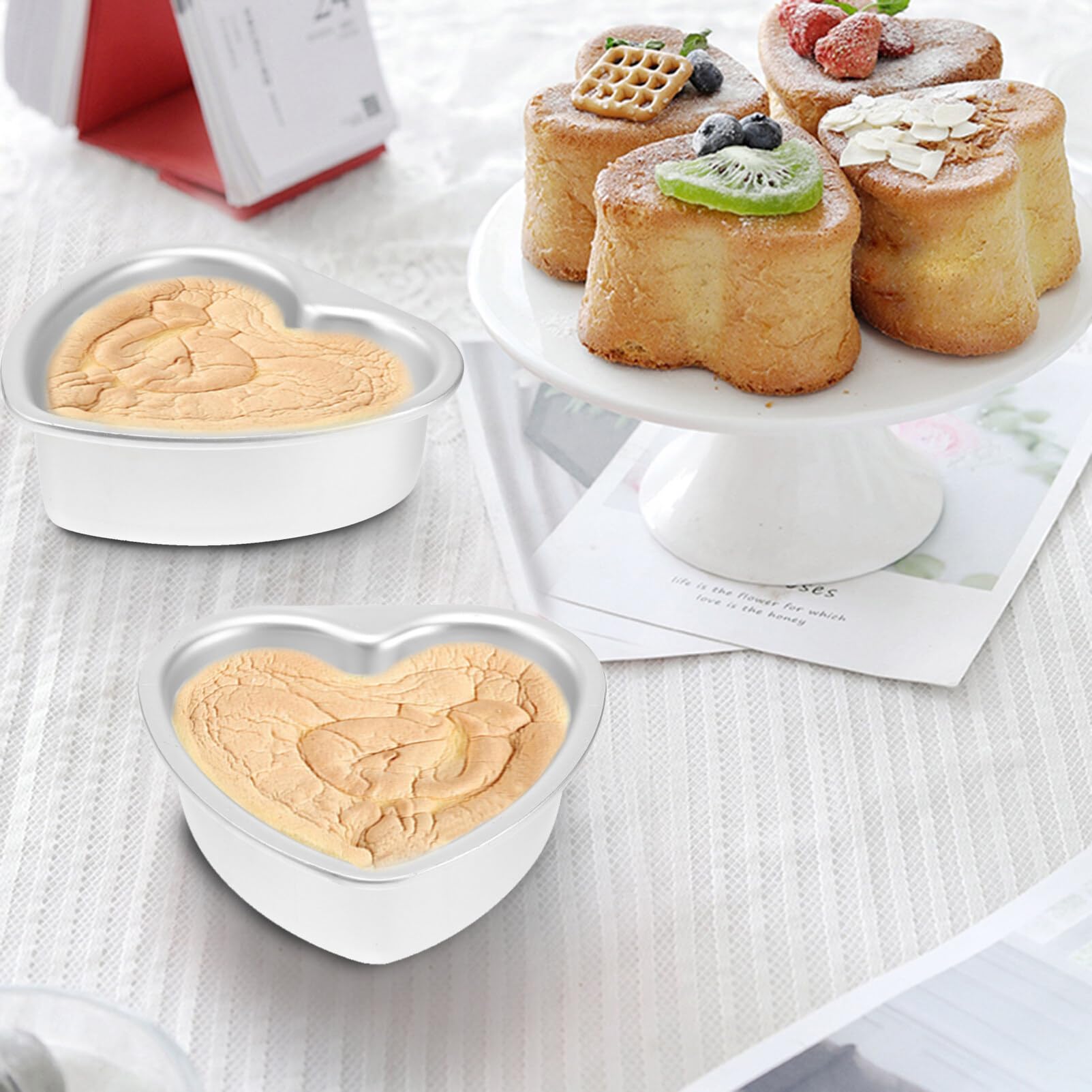 Cake Tin Pans Heart Shaped Cake Pan Aluminium Cake Mold, 4 Inch Cake Tray Tin Baking Mold Cheese Bread Tray Chocolate Cupcake Pans Baking Cake Tin